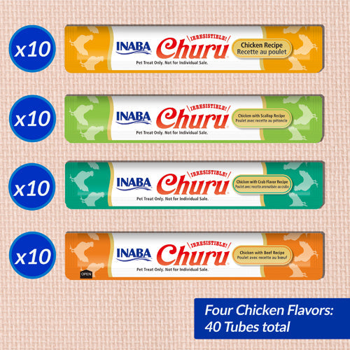 Inaba Churu Chicken Variety Box Recipe Scallop, Crab & Beef Cat Treats ...